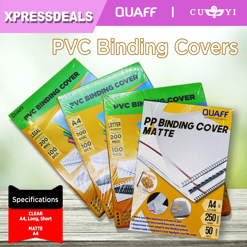 Quaff PVC Binding Cover 200 Mic Short | A4 | Long Size 1 Pack (100 ...