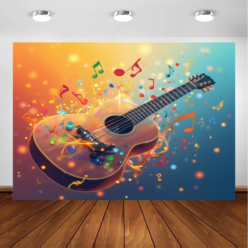 1pc, Photography Backdrop Electric guitar flame Durable 100% Polyester ...