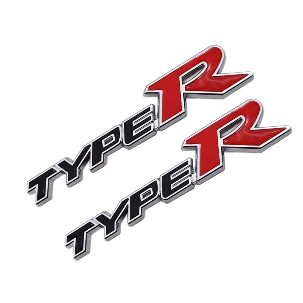Qicarkey 2pcs Type R Logo Car Emblem 3D Metal Badge Decal Letter Style ...