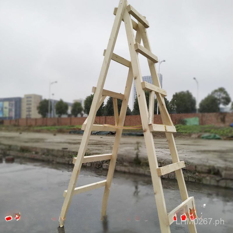 Ladder Solid Wood Indoor Simple Safety Engineering A-frame Ladder ...