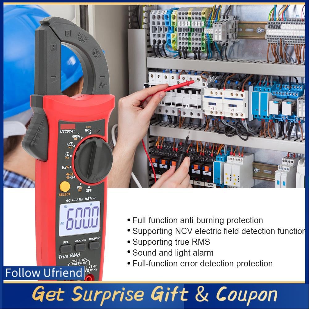 Ufriend UT202A + AC DC Clamp Meter Automatic True RMS Multimeter 6000 ...