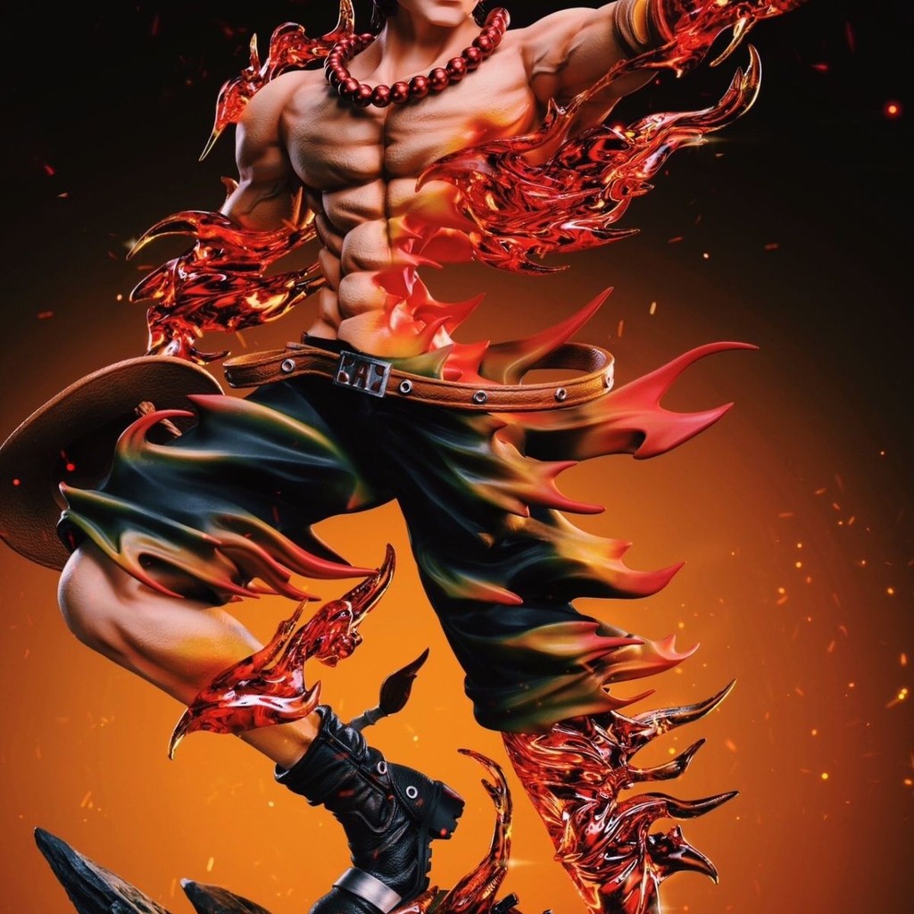 One Piece Flame AS Ace GK Anime Statue Scene Model Ornament Figure Gift ...