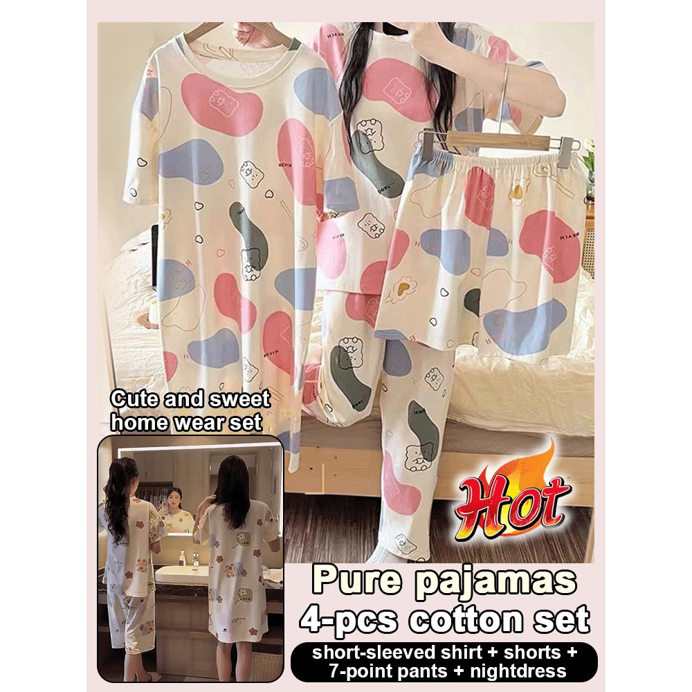 Homewear women's cotton pajamas summer shortsleeved ladies pajama set ...