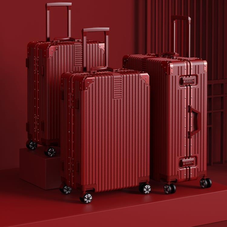 Bride Wedding Suitcase Red Dowry Trolley Luggage Wedding Gift Password ...