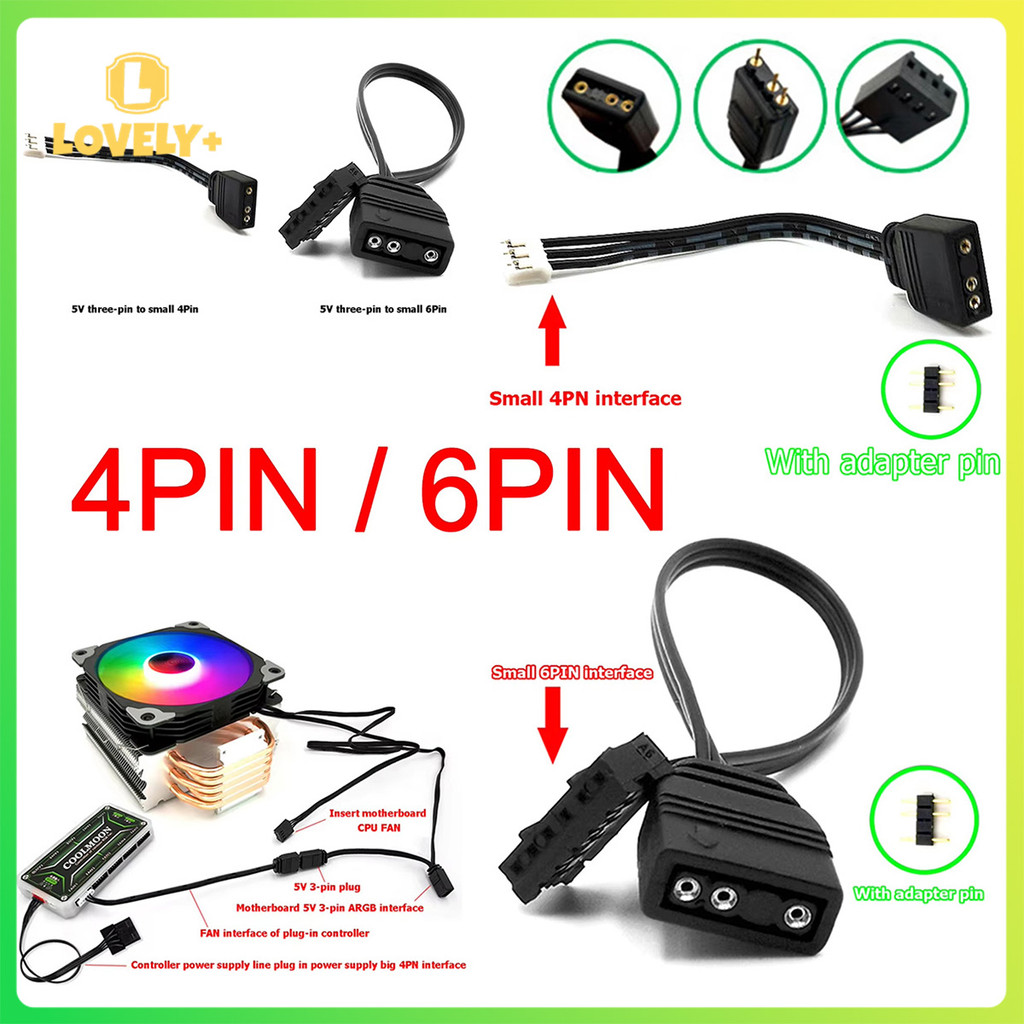 Argb Extension Cable 4Pin 6Pin To 5V Argb 3Pin Converter Cord For ...