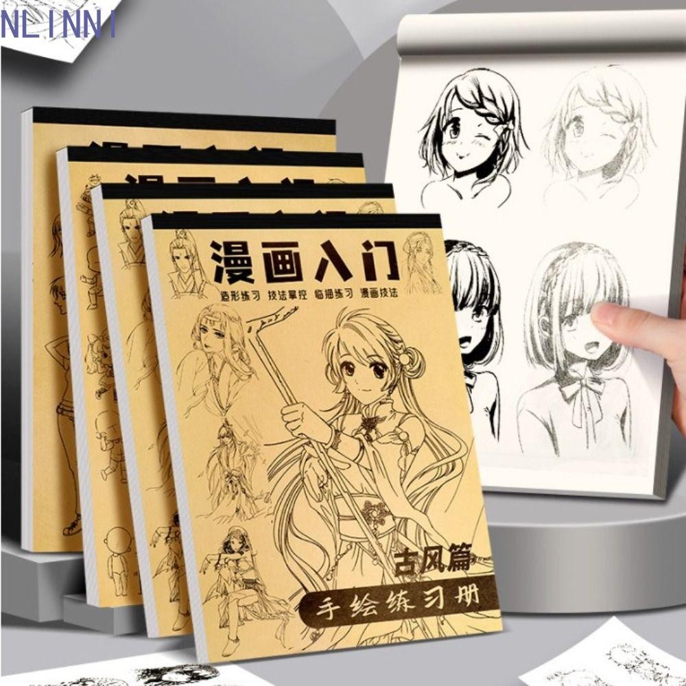 NLINNI Anime Hand Drawn Book, Comics Girl Boy Practice Manga Sketching ...