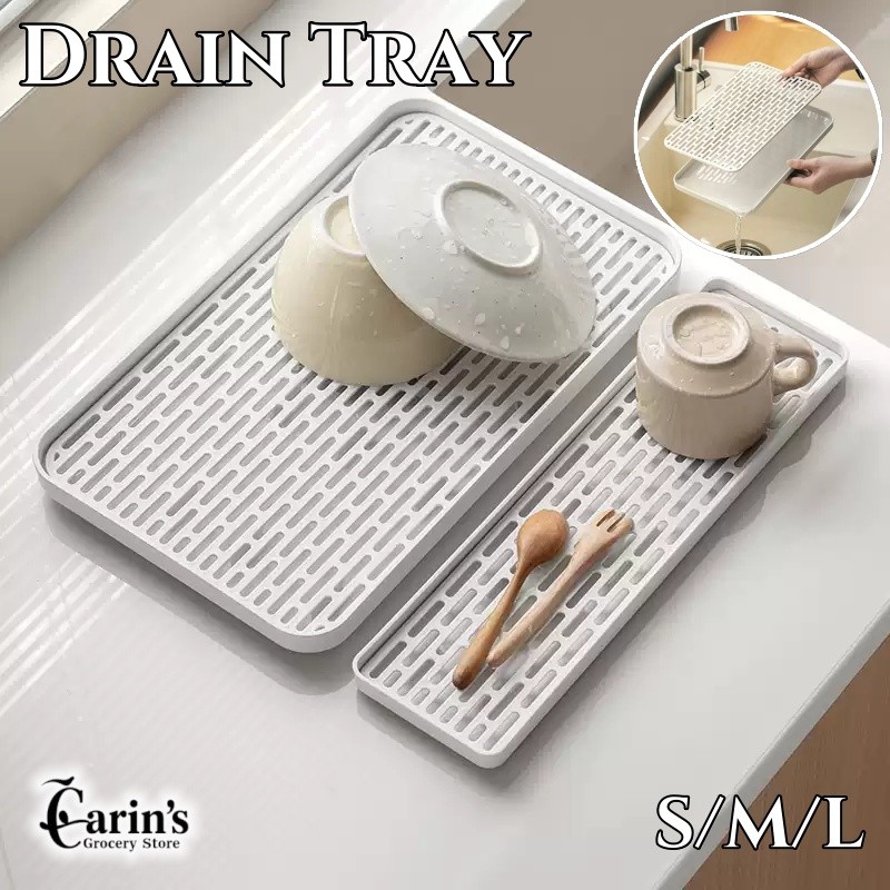 Kitchen Drain Tray Double Tray Plastic Rectangular Tea/Fruit Tray ...