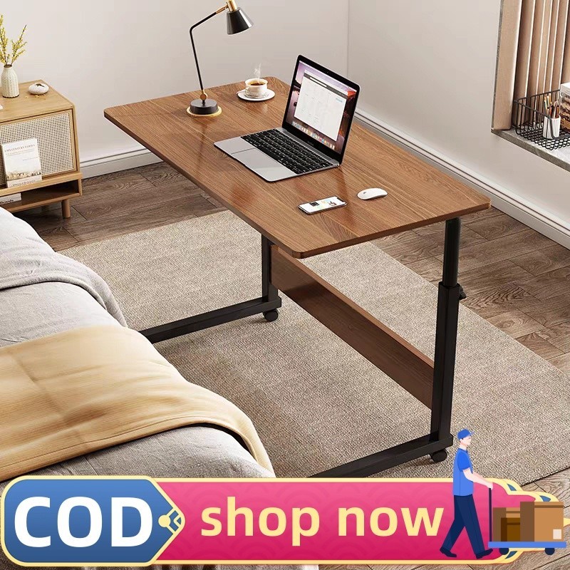 Adjustable Standing Computer Laptop Desk Bed Side Table Wood with Wheel ...