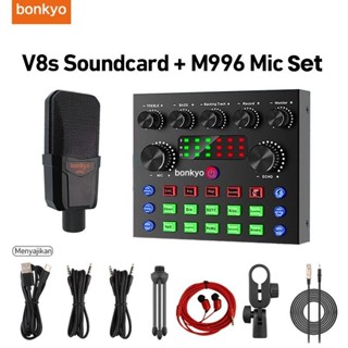 Bonkyo V8s Soundcard& M996 Mic Audio Usb External Mixer Bluetooth Mic For Phone Pc Live Complete ...
