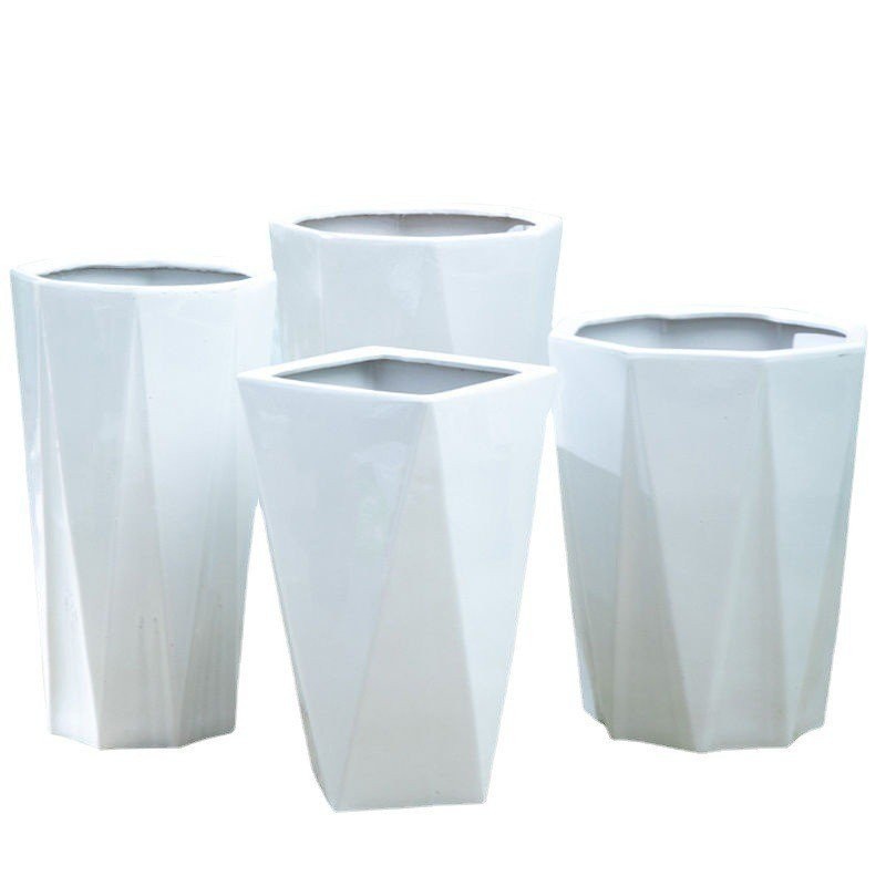 Money Tree Flower Pot White Octagonal Shaped High Tube Floor Medium ...