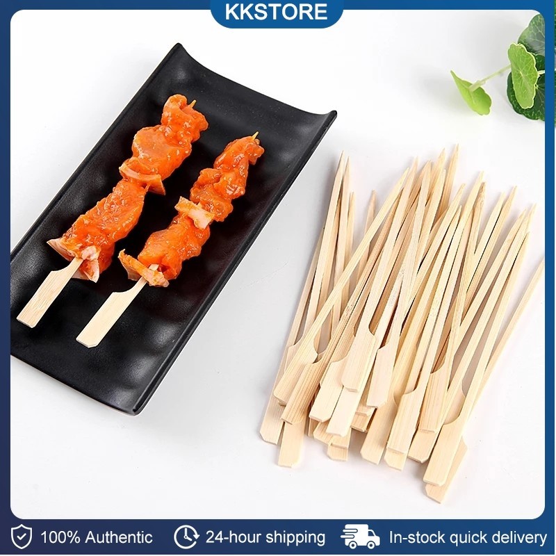 200PCS/PACK Wooden Bamboo Skewers Barbeque BBQ Sticks Burger Skewers ...