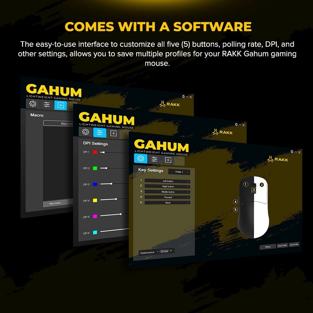 EasyPC | Rakk Gahum PAW 3395 wireless gaming mouse| Trimode| Black ...