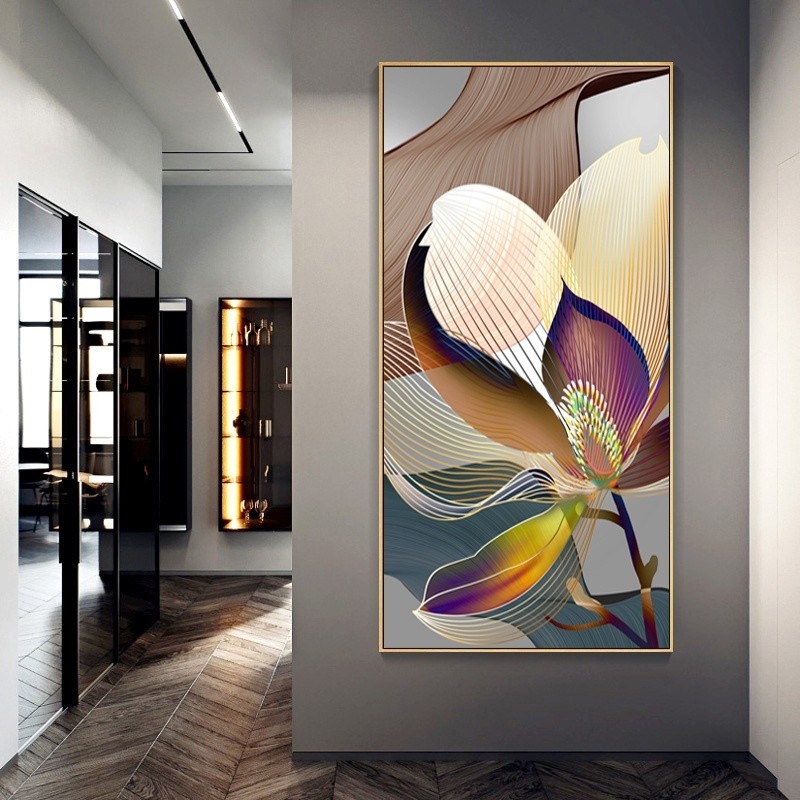 70x140cm Abstract Art Line Flowers Canvas Painting Home Entrance Wall ...