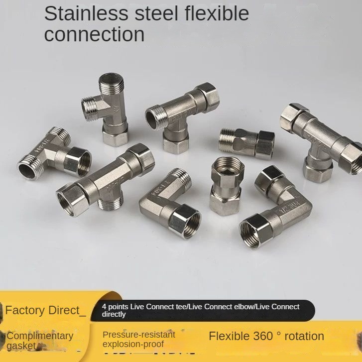 Stainless Steel Loose Joint Tee Thickened4Internal and External Thread ...