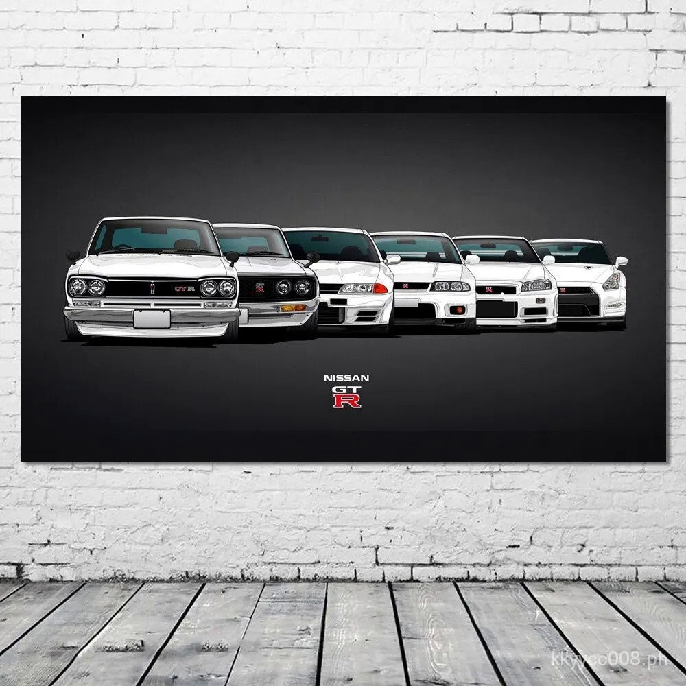 Evolution History of GTR Nissan Skyline Supercar Wall Art Canvas Prints ...