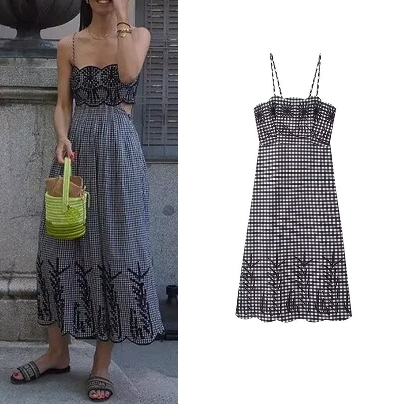Zara New Product Women's One-Shoulder Temperament Square Neck Printed ...