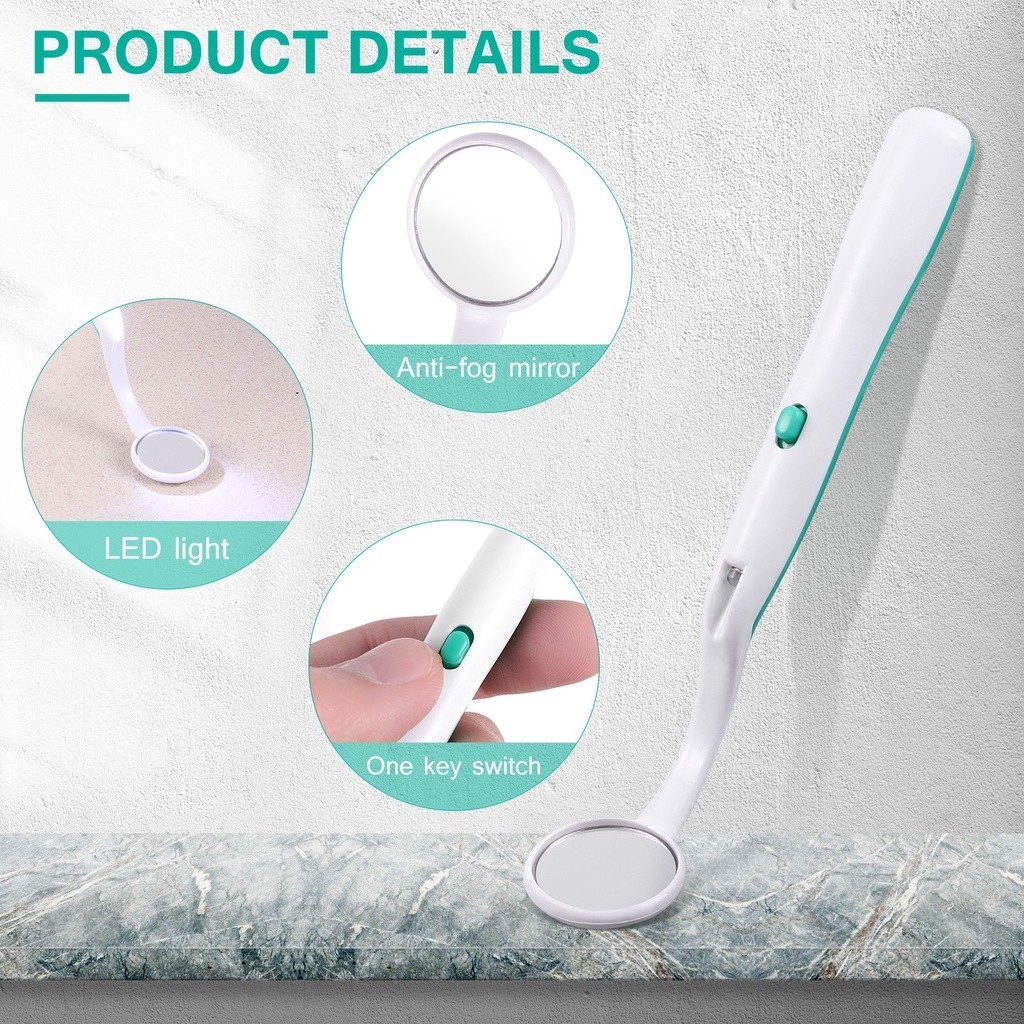 Oral Dental Mirror Mouth Mirror with Bright LED Light Handle for Home ...
