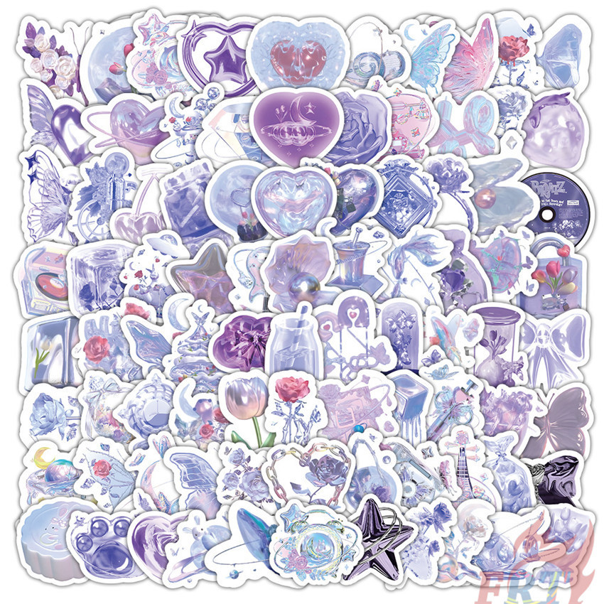 100Pcs/Set Nordic . Sparkly Purple Color Styles Art Mini Stickers ...
