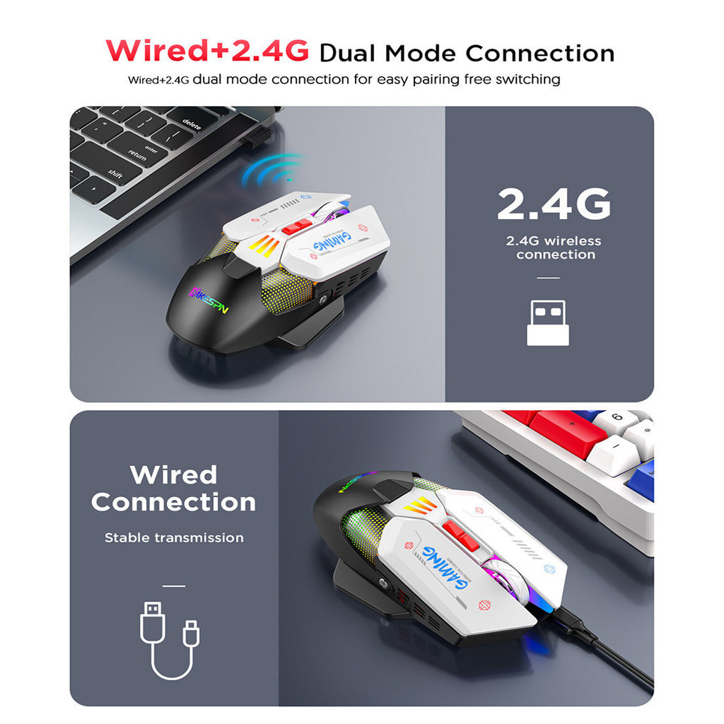 JOMAA Ergonomic Wireless Programmable Gaming Mouse 10000 DPI Wired 2.4G ...