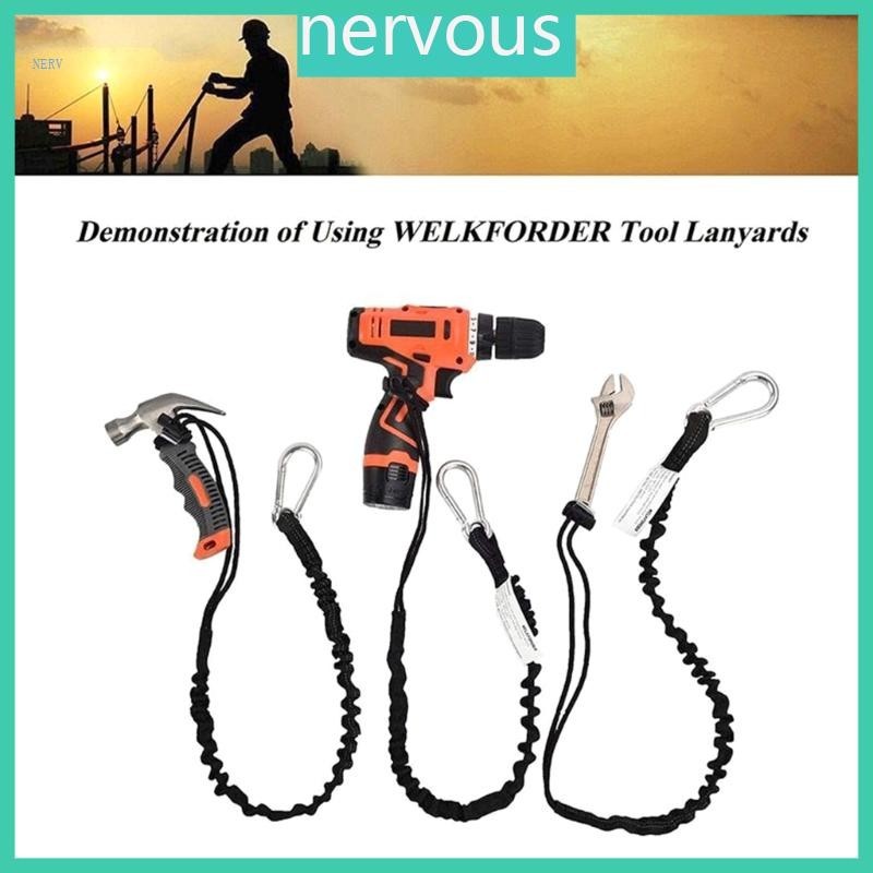 NERV Nylon Bungee Tether Tool Lanyard With Screw Locking Carabiner Anti ...