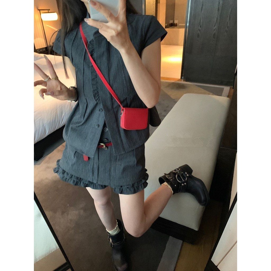 California Midsummer Night French Retro Top Culottes Suit High-End ...