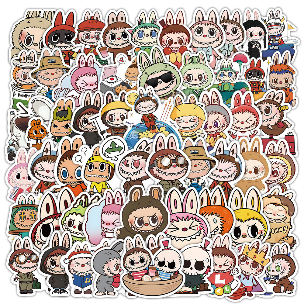 53 Sheet Funny Cartoon Cute Labubu Pop Mart Lovely Headwear Sticker ...