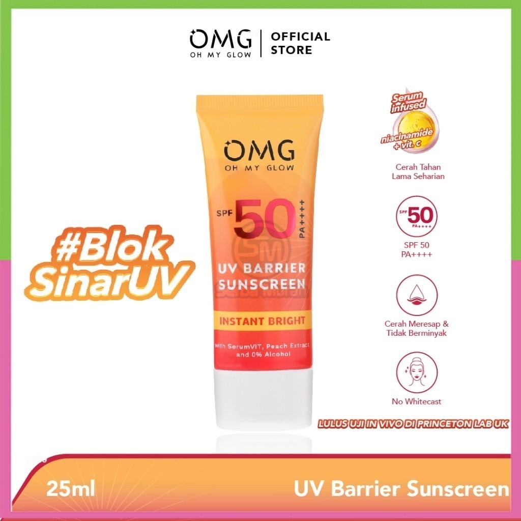 Omg OH MY GLOW UV Barrier Sunscreen SPF 50 PA++++ 25 ml - Sunscreen ...