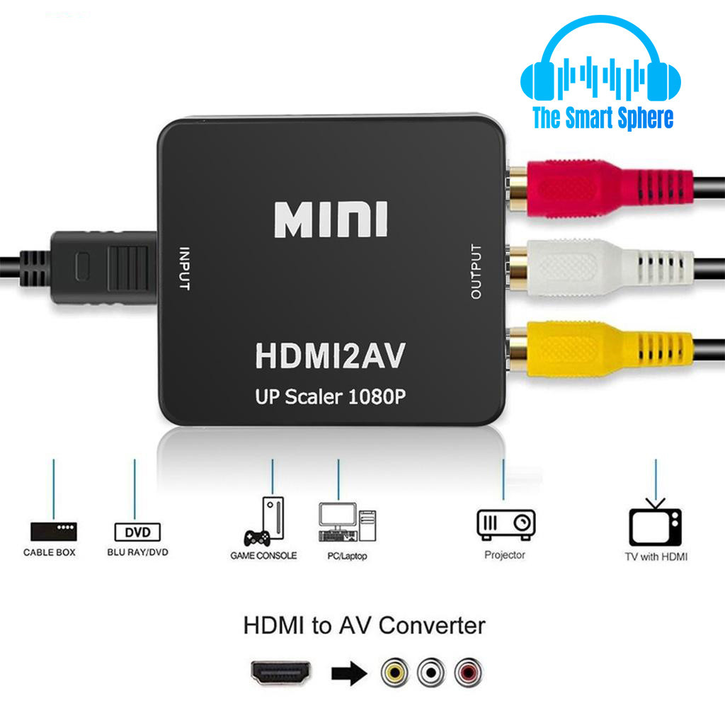 HDMI TO AV (RCA) Converter AV/CVBS Adapter HD 1080P Mini HDMI2AV Video ...