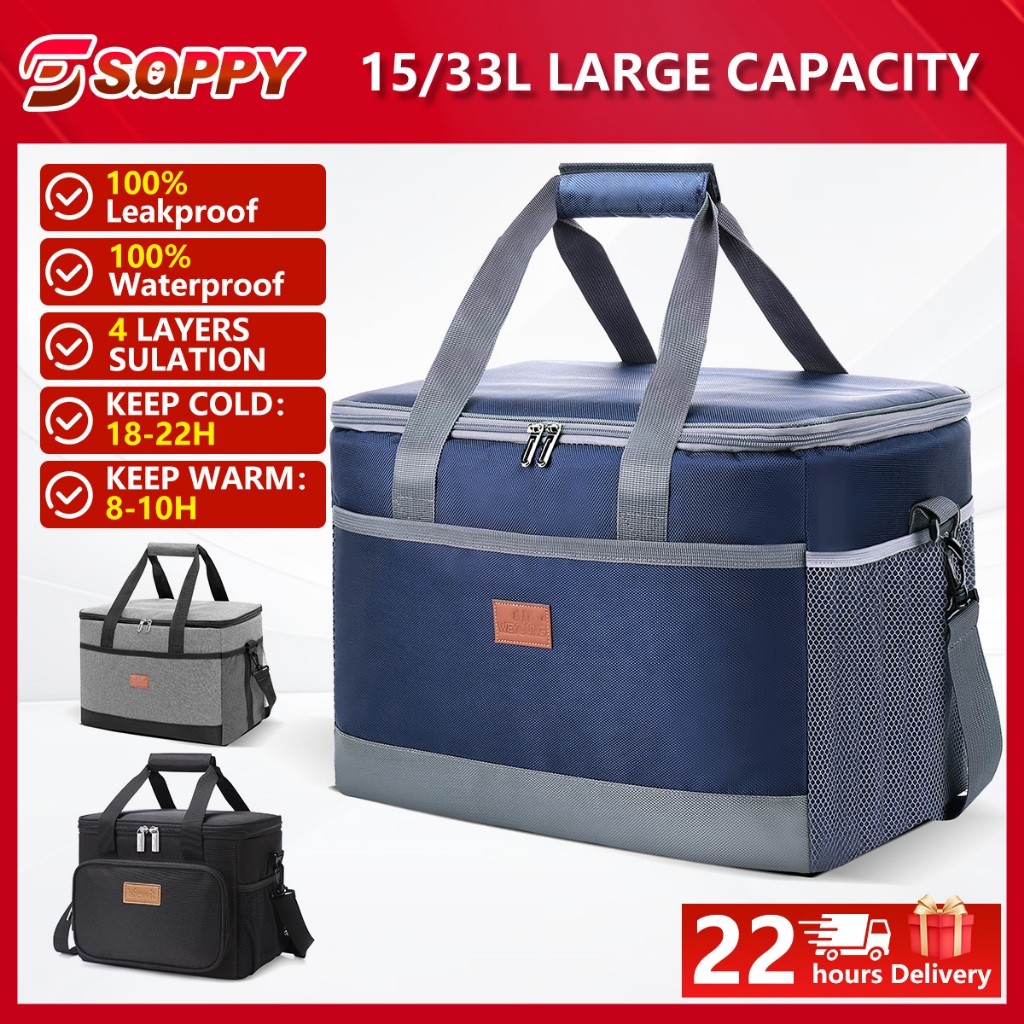 Collapsible 15/33L Leakproof Soft Edge Portable Cooler Bag for Outdoor ...