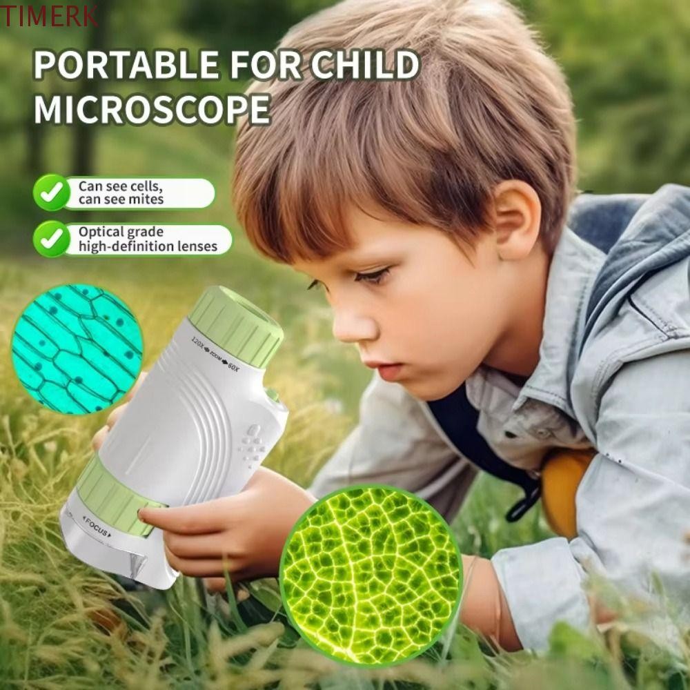 TIMERK Portable Handheld Microscope Toy, 60x-120x with LED Light ...