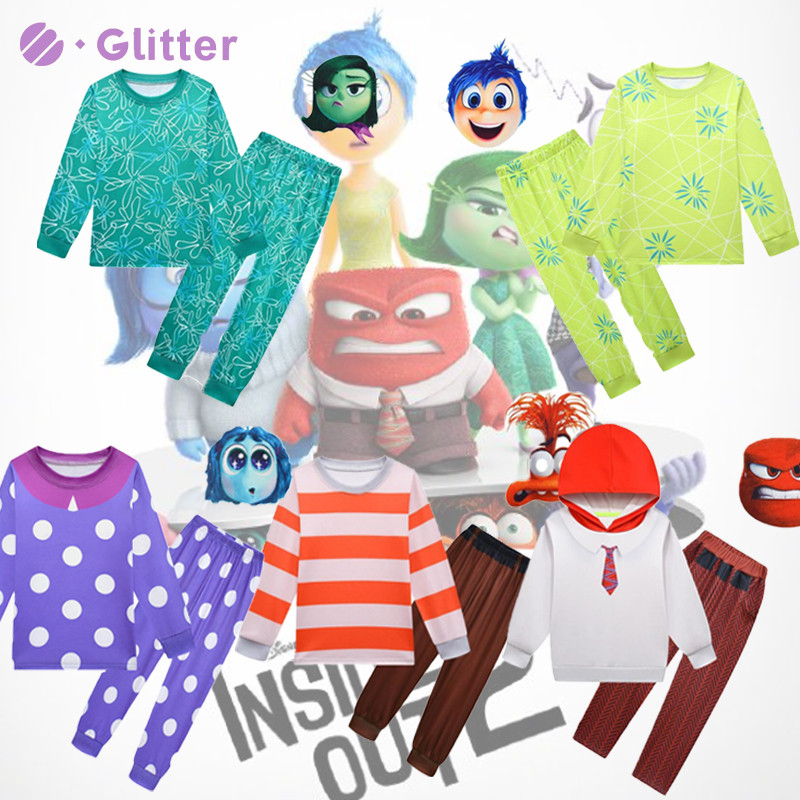 Disney Inside Out 2 Long Sleeved Top and pants Masks Set Anime Figure ...