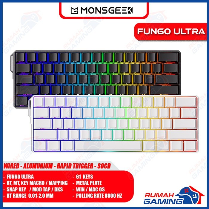 MONSGEEK - FUN60 Ultra - 60% - Aluminum - Wired - Magnetic Switch - Rapid Trigger - Mechanical ...