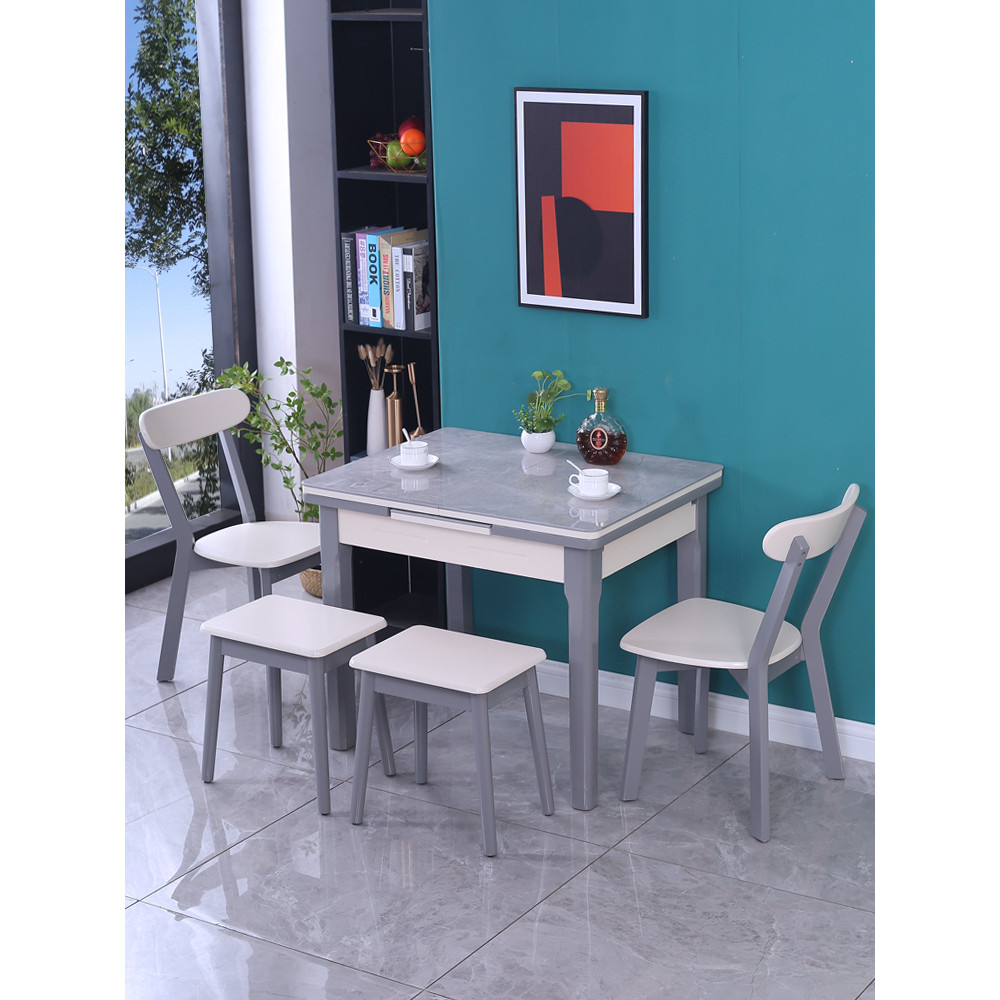 Slate Extendable Dining Table Small Apartment Folding Dining Table and ...