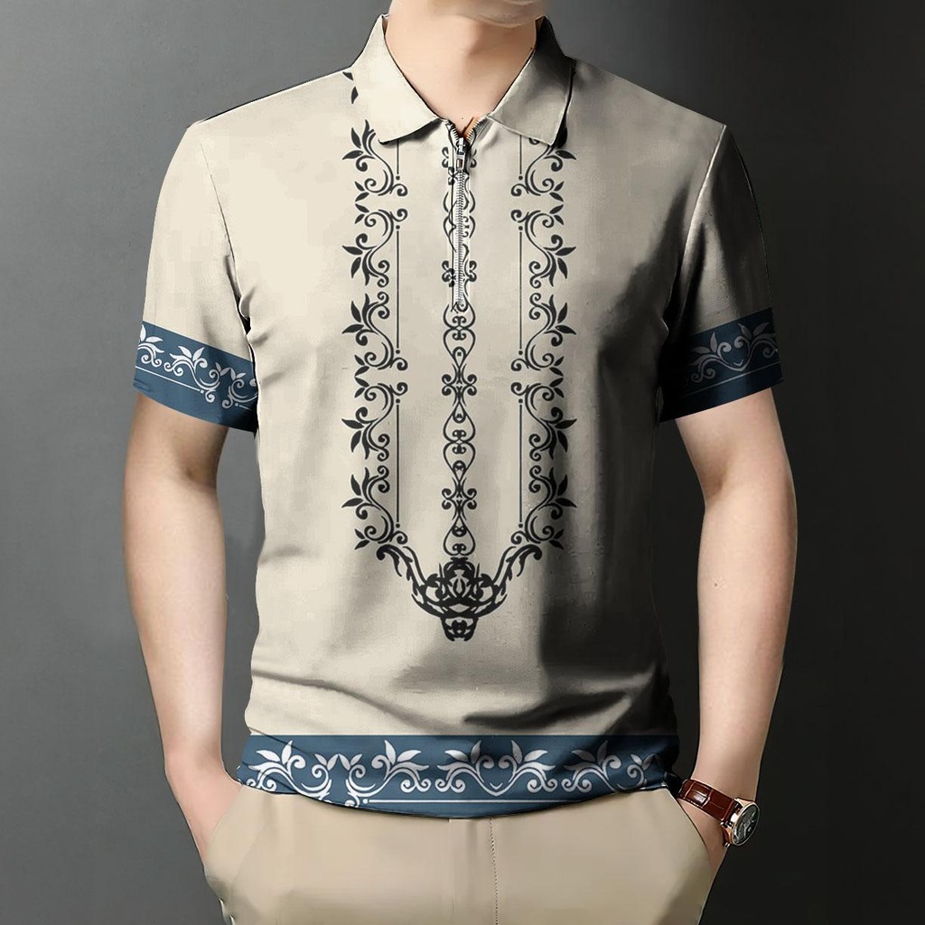2025 Asean Attire for Men Ethnic Style Retro Lapel Short-sleeved Top ...