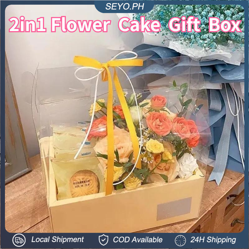 Transparent Acetate Flower Mini Cake Gift Box Creative Hand Flower Box ...