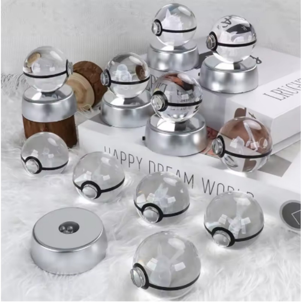 Pokemon 3D Crystal Ball Charmander Cubone Figure Toy Pokeball Mimikyu ...