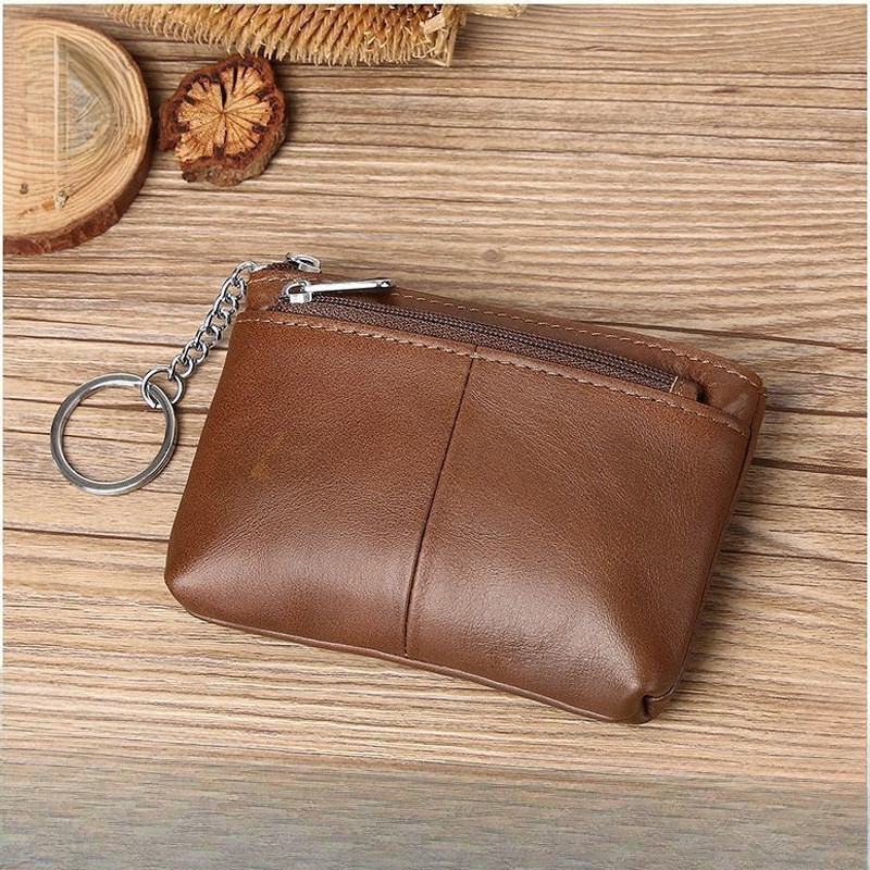 Change Bag With Three Zippers Card Slots Wallet With Keychain Coin ...