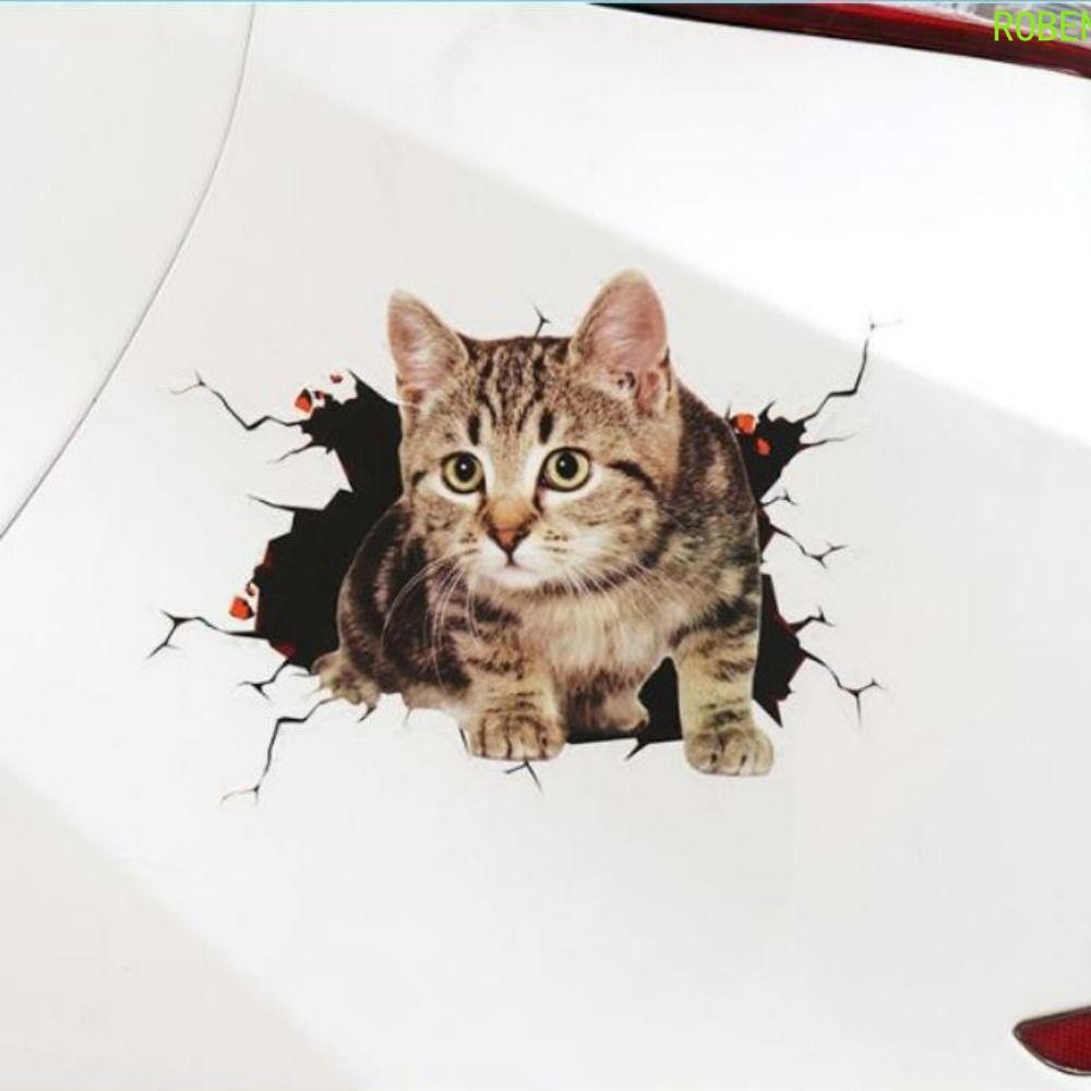 ROBEN Simulation Cats Car Sticker, 3D Cat Waterproof Car 3D Cat ...