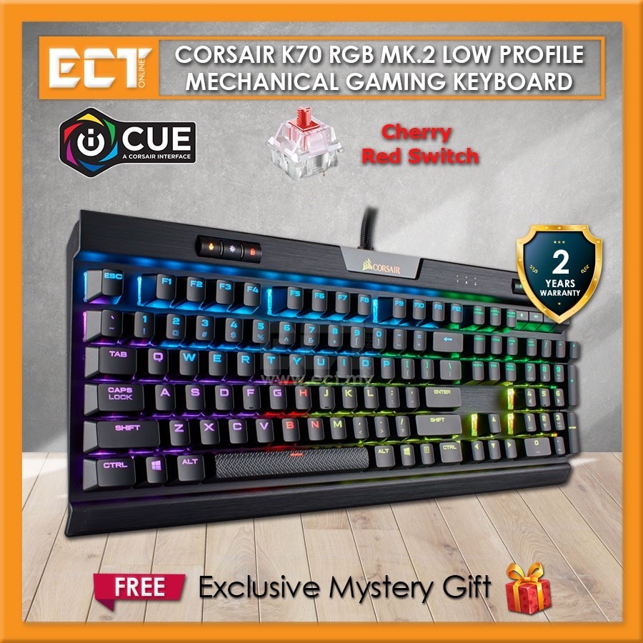 Corsair K70 RGB MK.2 Low Profile Mechanical Gaming Keyboard - Cherry MX Low Profile Red Switch ...