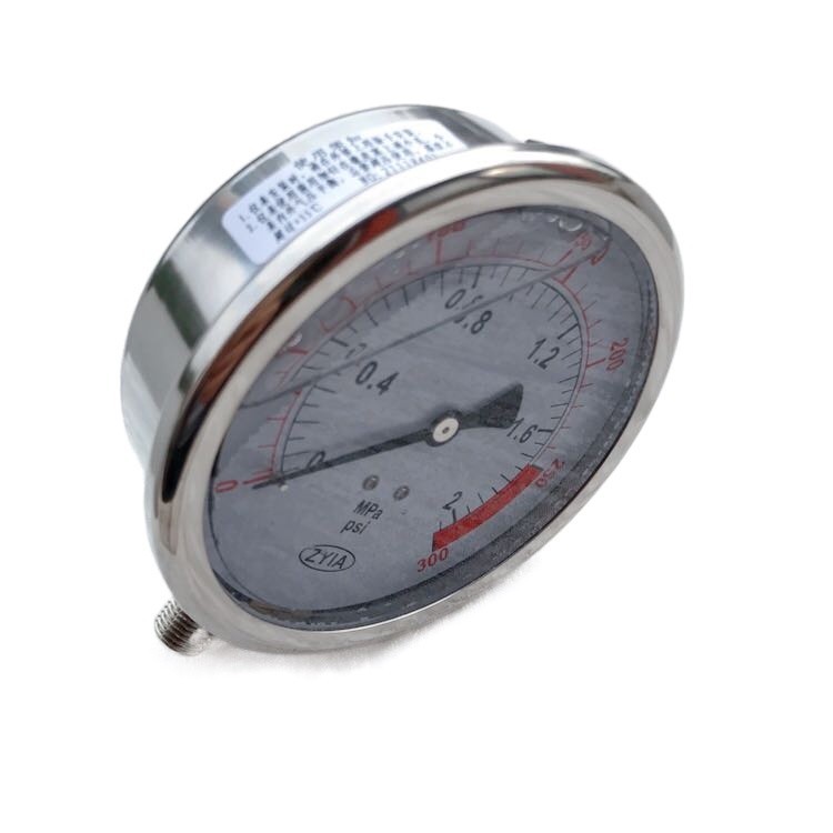 Customized pressure gauge 100mm pressure 2mpa 300psi oil-filled shockproof vertical radial ...