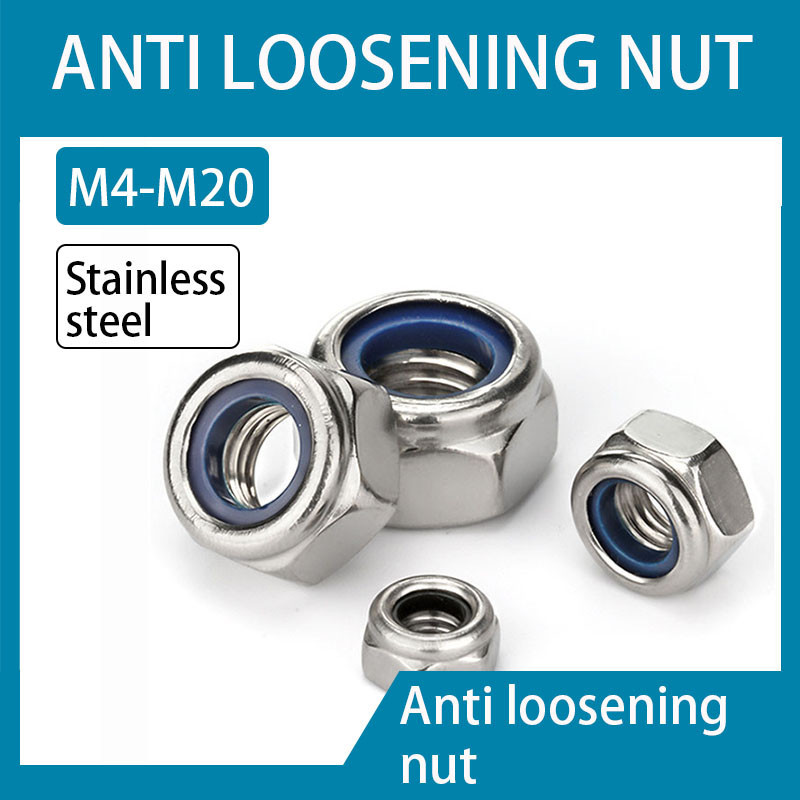 304 Stainless Steel Nylon Loose-proof Nut Fine-tooth Nut/Negative-tooth ...