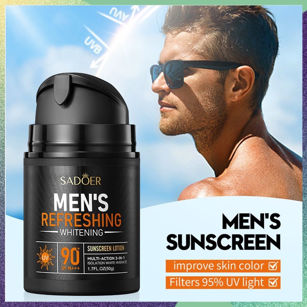 SADOER Men's Sunscreen Lotion UV Non-Greasy High Whitening Sunscreen ...