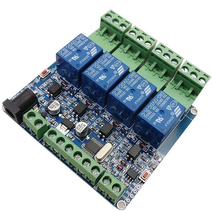 Modbus RTU 4-way relay module 4-way input optocoupler isolation RS485 communication single chip ...