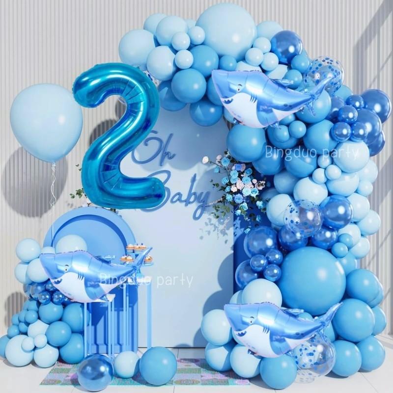 Ocean Theme Balloon Under The Sea Blue Number Balloon Garland Kit ...