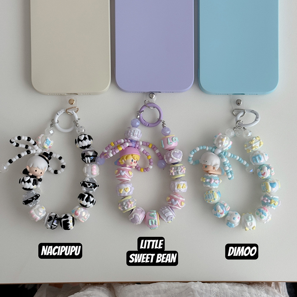 HACIPUPU Hand-painted Bead Mobile Phone Chain, Handmade Bead Cute POP ...