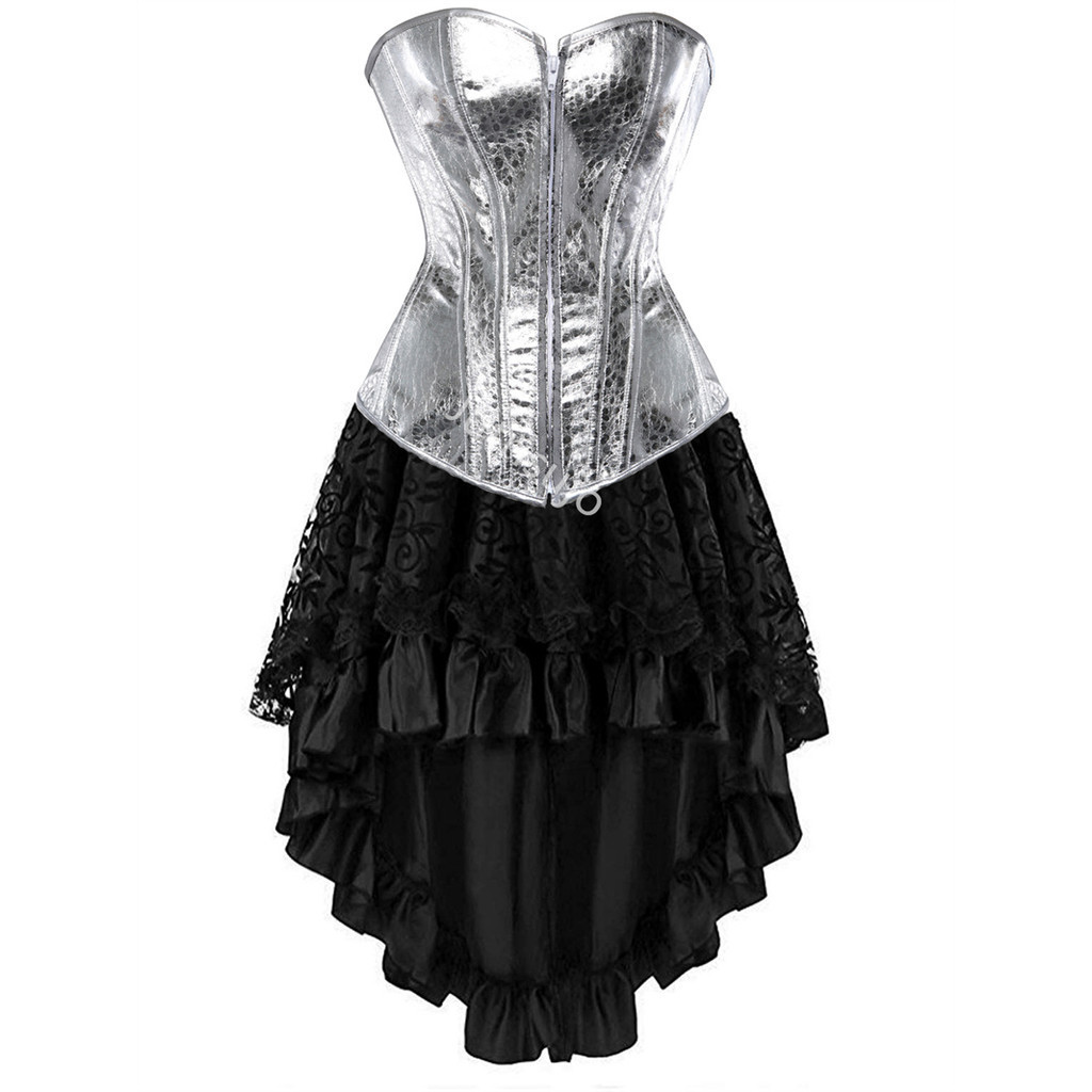 Corset Women Dress With Skirt Set 2 Set Corsets Top Lace up Cute Sexy ...