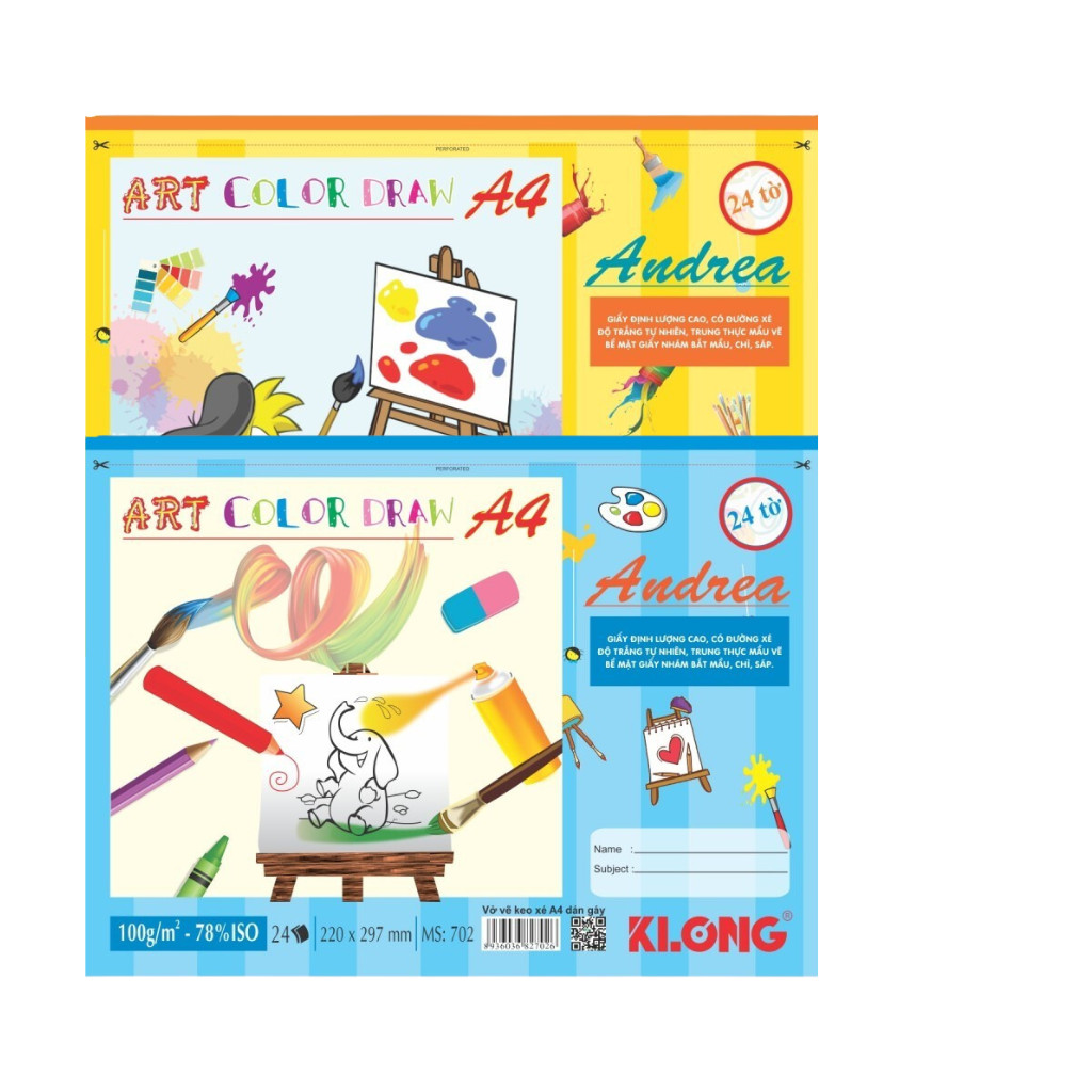 Klong 100gsm MS 702 A4 Art Notebook 24 Thick Sheets With Tear Lines And ...