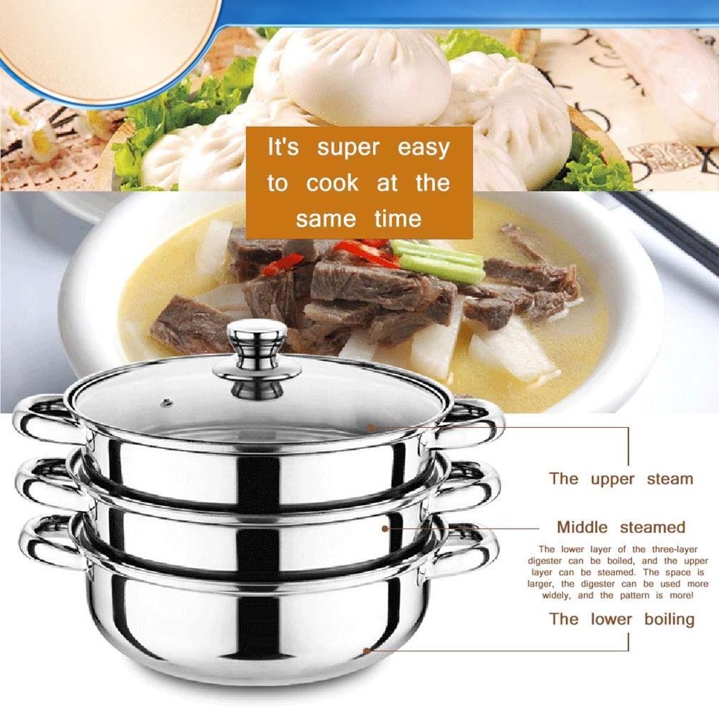 3-layer Steamer Tool Household Kitchen Accessories Steel Steaming ...