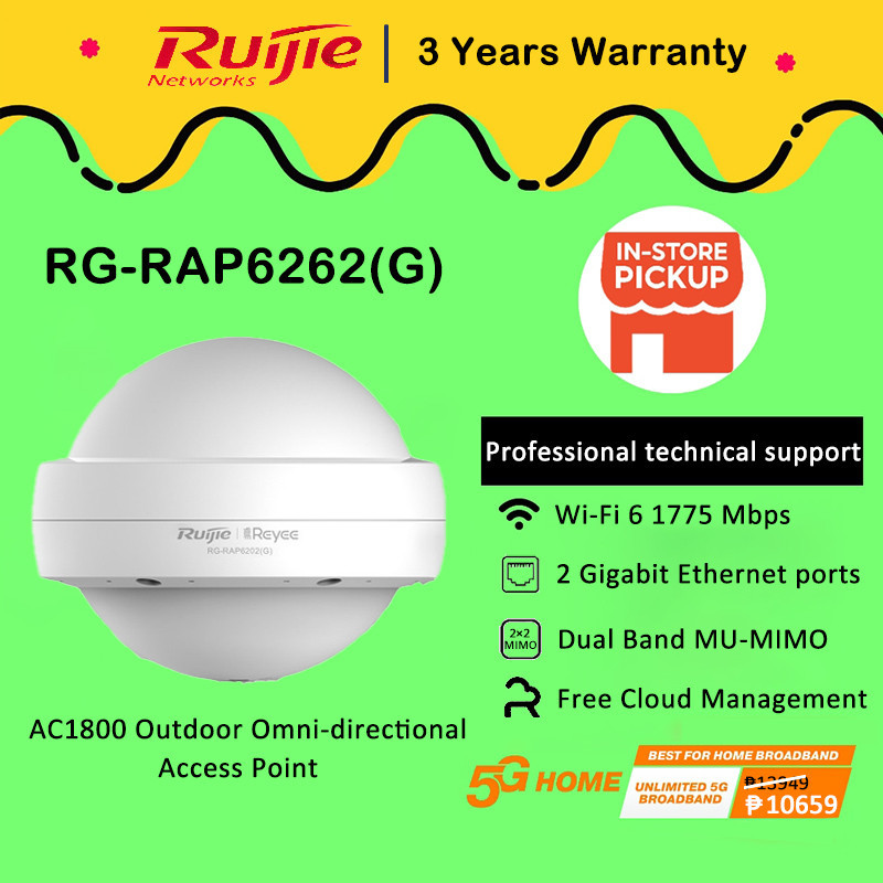 Ruijie-Reyee RG-RAP6262(G) Wi-Fi 6 AX1800 Outdoor Omni-directional ...