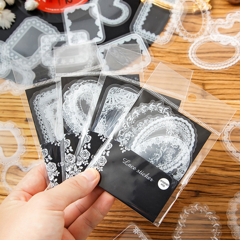 30 Pcs Classic Hollow Lace Stickers White Embroidery Lace Border Decals ...